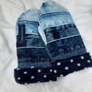 Upcycled Denim Mittens With Fleece Lining Upcycled Jeans Mittens ...