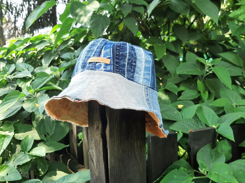Denim Patchwork Reversible Bucket Hat Gift for Denim Lover Festival Hat ...