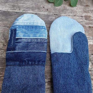 Upcycled Denim Mittens With Fleece Lining Upcycled Jeans Mittens ...