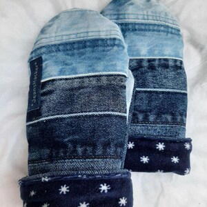 Upcycled Denim Mittens With Fleece Lining Upcycled Jeans Mittens ...