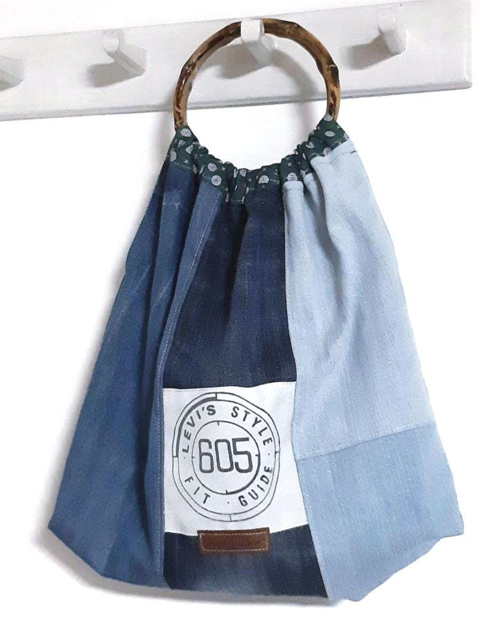 Repurposed Denim Bag, Denim Handbag With Bamboo Handles, Jeans Handbag ...