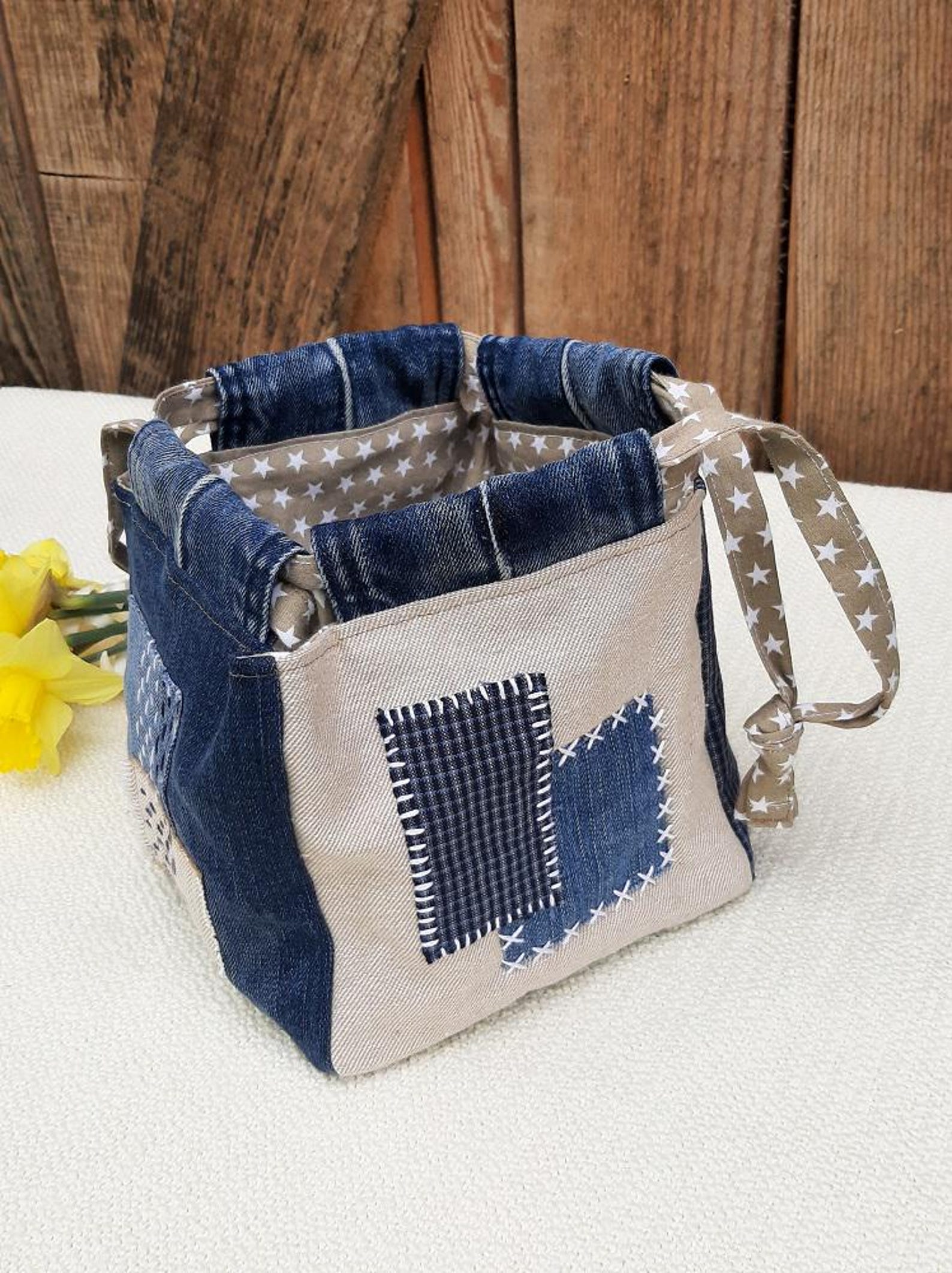 Japanese Rice Bag Hand Stitched Upcycled Denim Bag Gift for Crafters ...