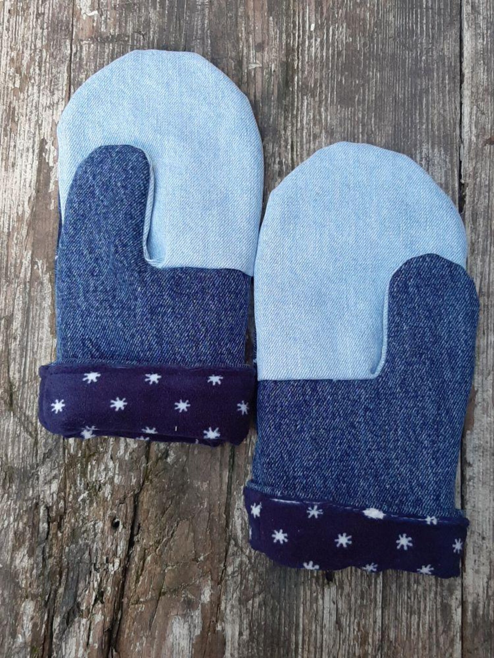 Upcycled Denim Mittens With Fleece Lining Upcycled Jeans Mittens ...