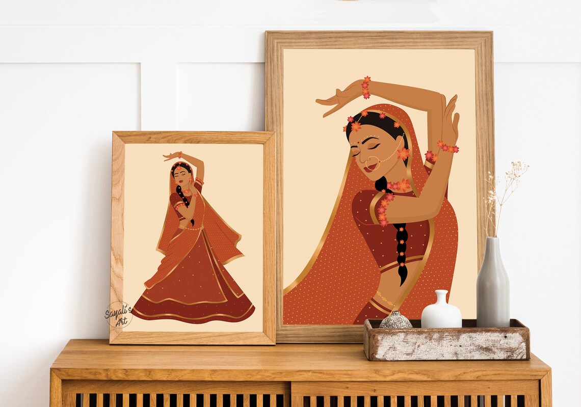 Radha Playing Garba Art Navratri Art Dandiya Art Indian - Etsy