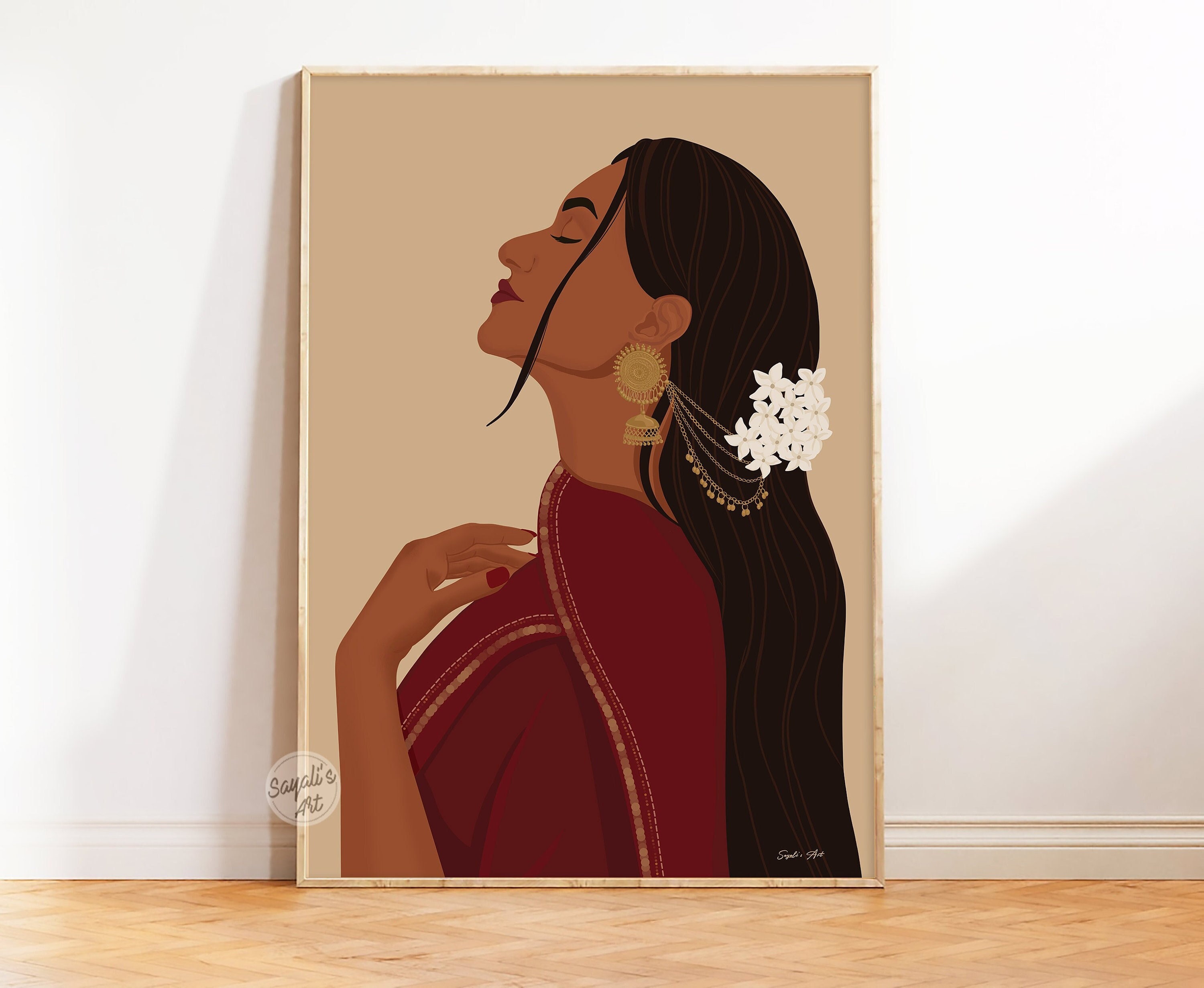Desi Indian Woman Wall Art Indian Art Desi Wall Art American - Etsy