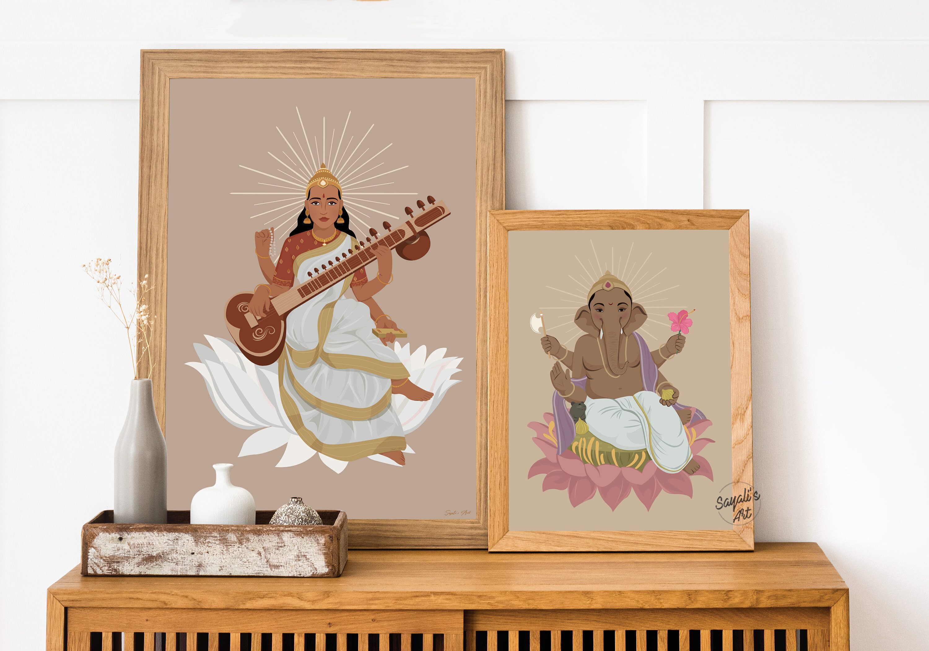 Saraswati Art, Saraswati Print, Hindu Goddess, Hindu God Indian Decor ...
