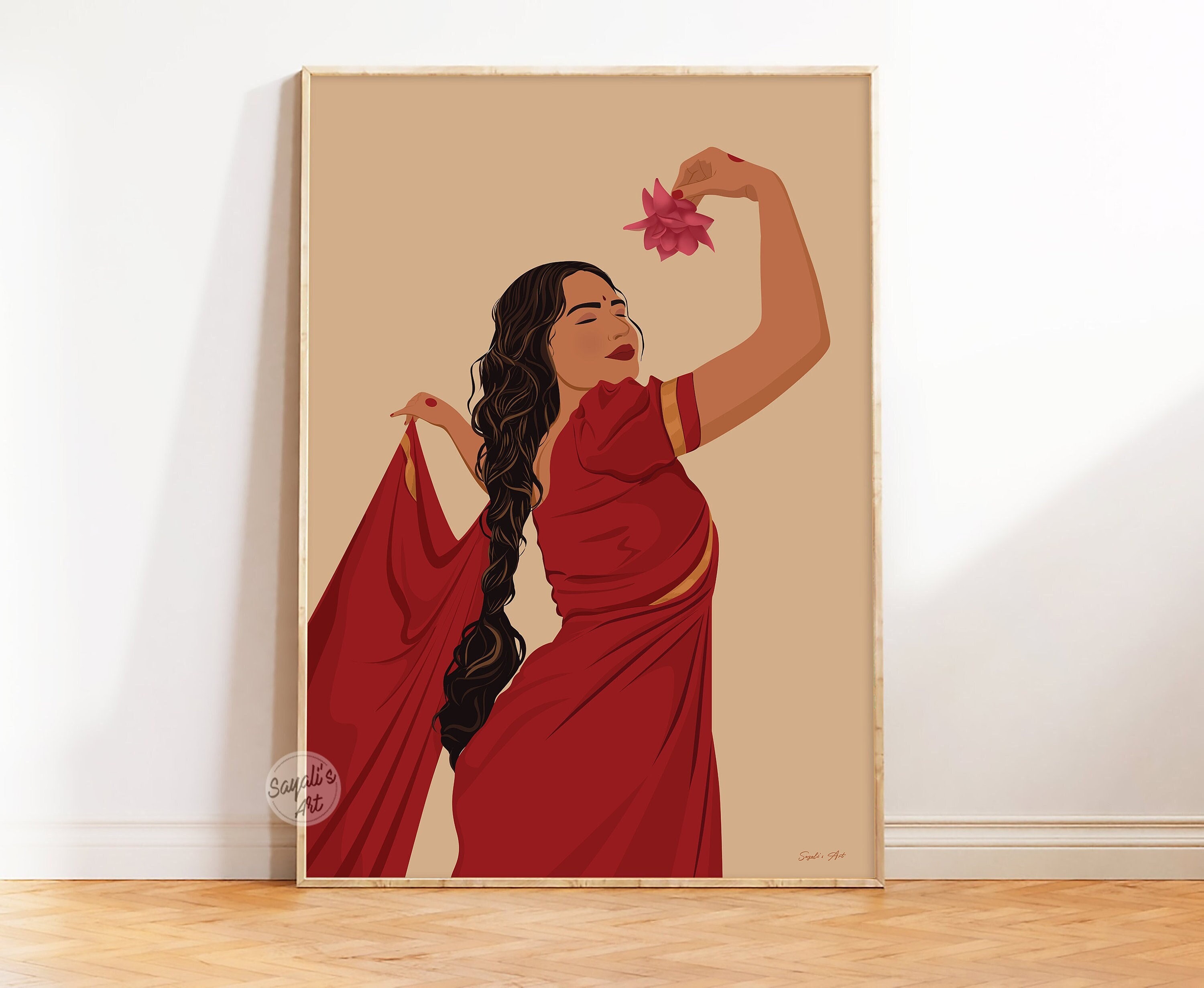 Chic Indian Art Prints for Modern Homes, Indian Woman in Saree Print ...