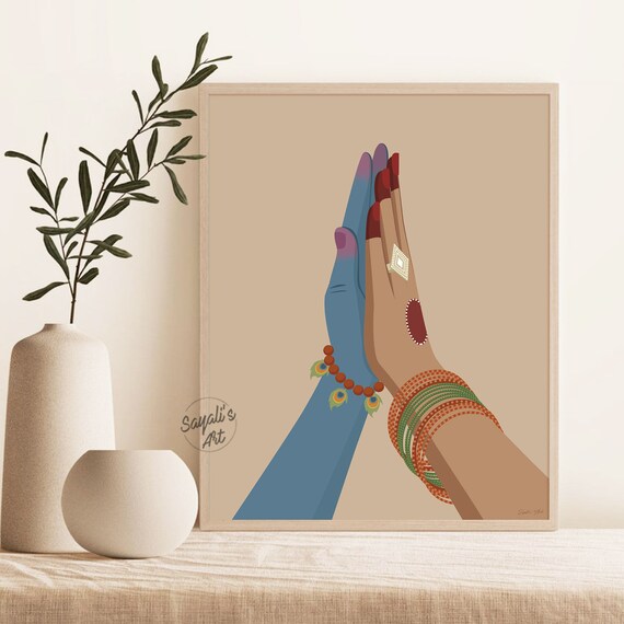 Radha Krishna Art Radha Krishna Hand Wall Art Radha Krishna - Etsy