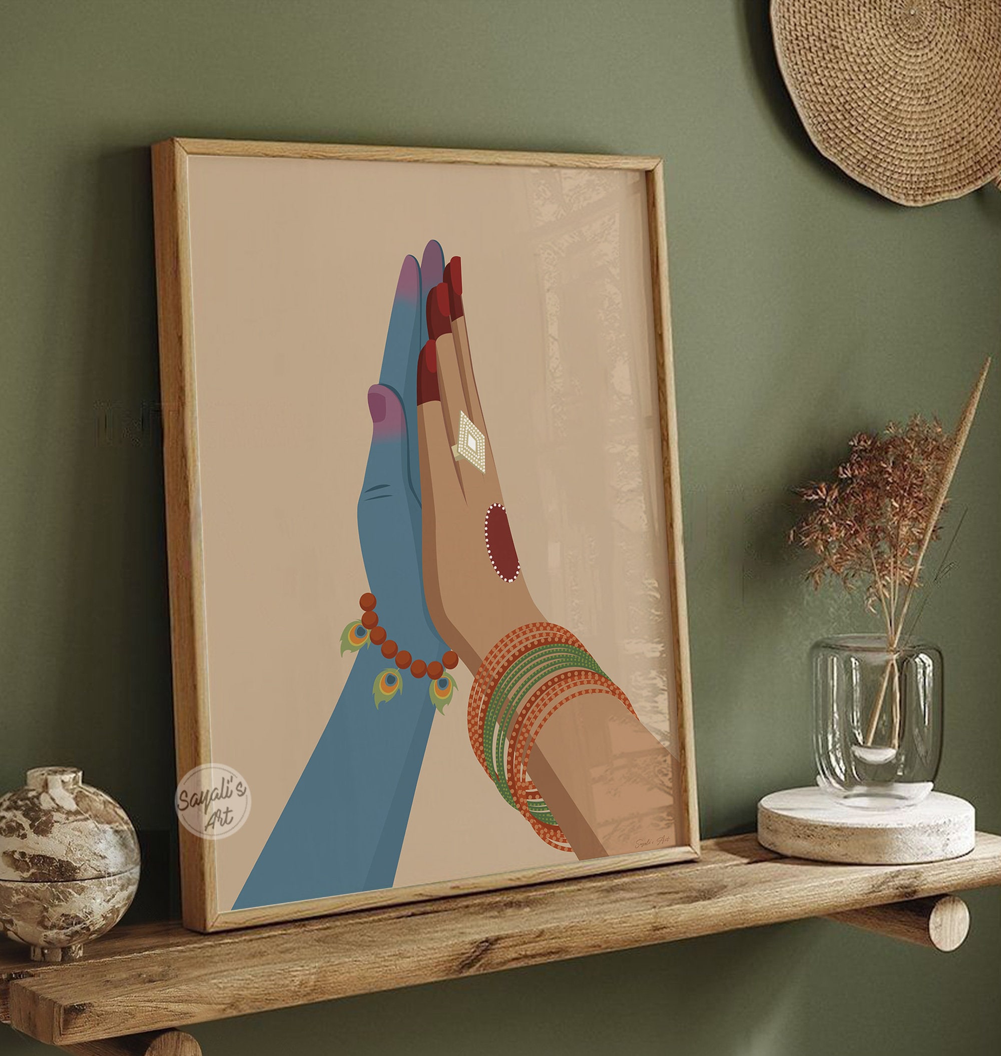 Radha Krishna Kunst, Radha Krishna Hand Wandkunst, Radha Krishna ...