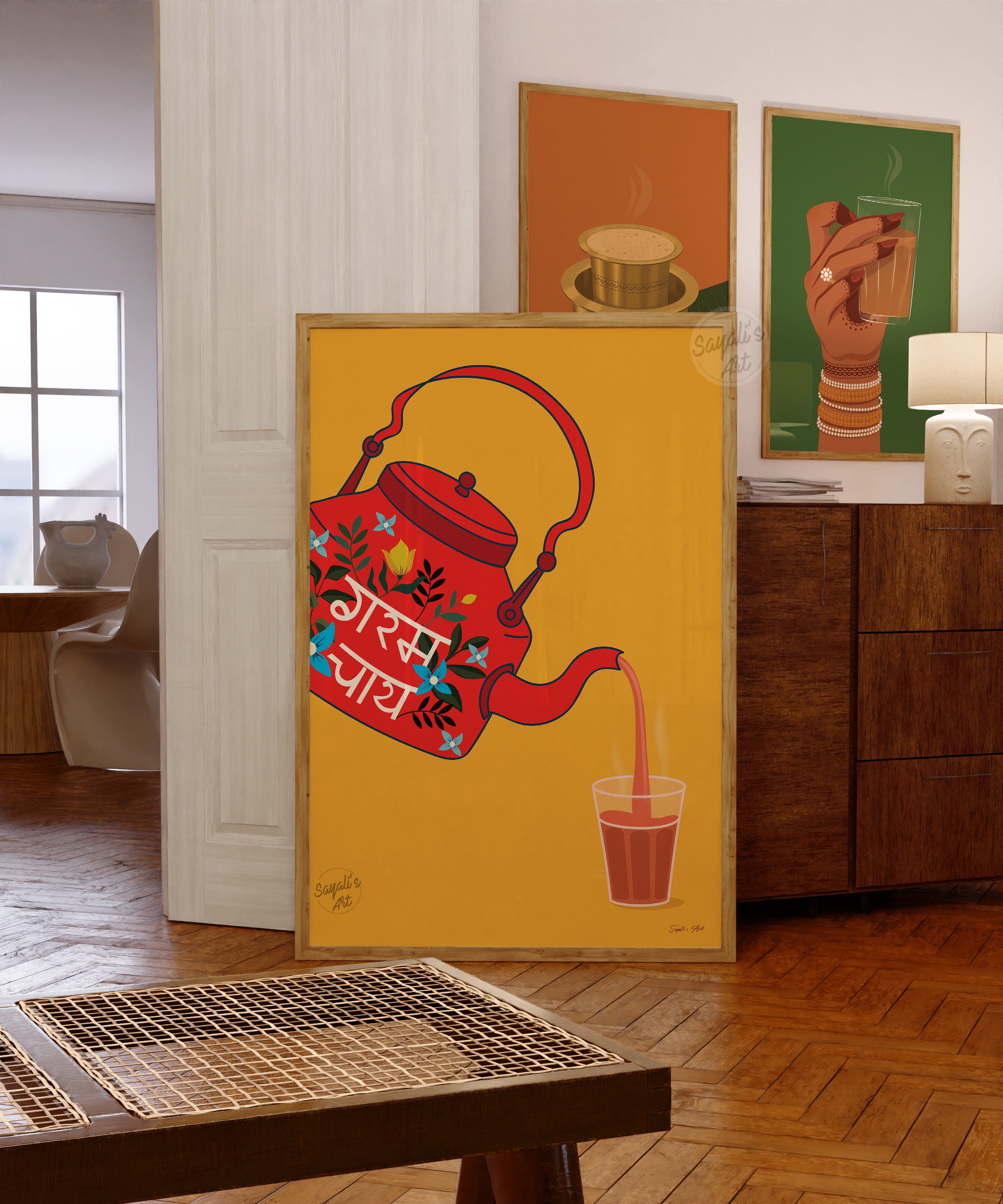 Mumbai Chai Wall Art,indian Typography Art, Desi Kitchen & Dining ...