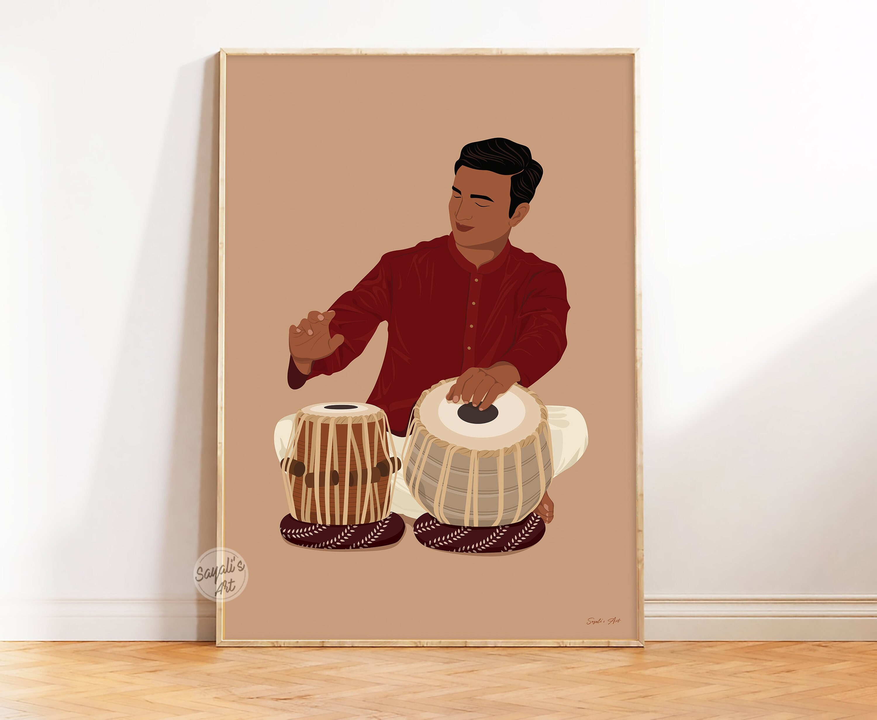 Indian Man Playing Tabla Wall Art Desi Art South Indian Art - Etsy
