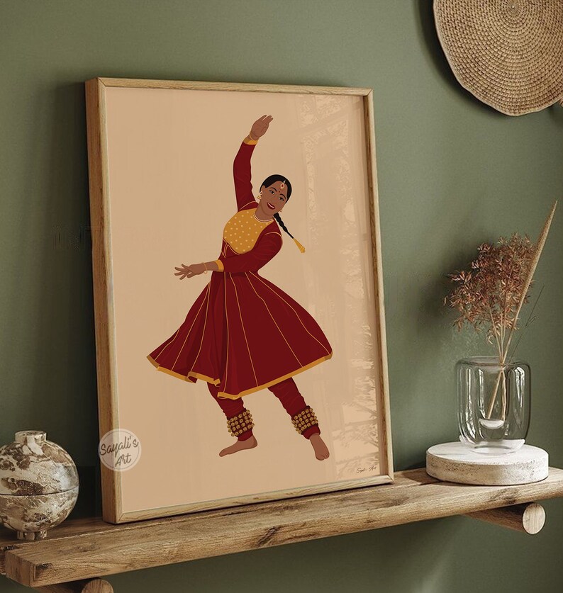 Kathak Dancer Print, Desi Art, South Asian Art, Indian Dance Wall Art ...