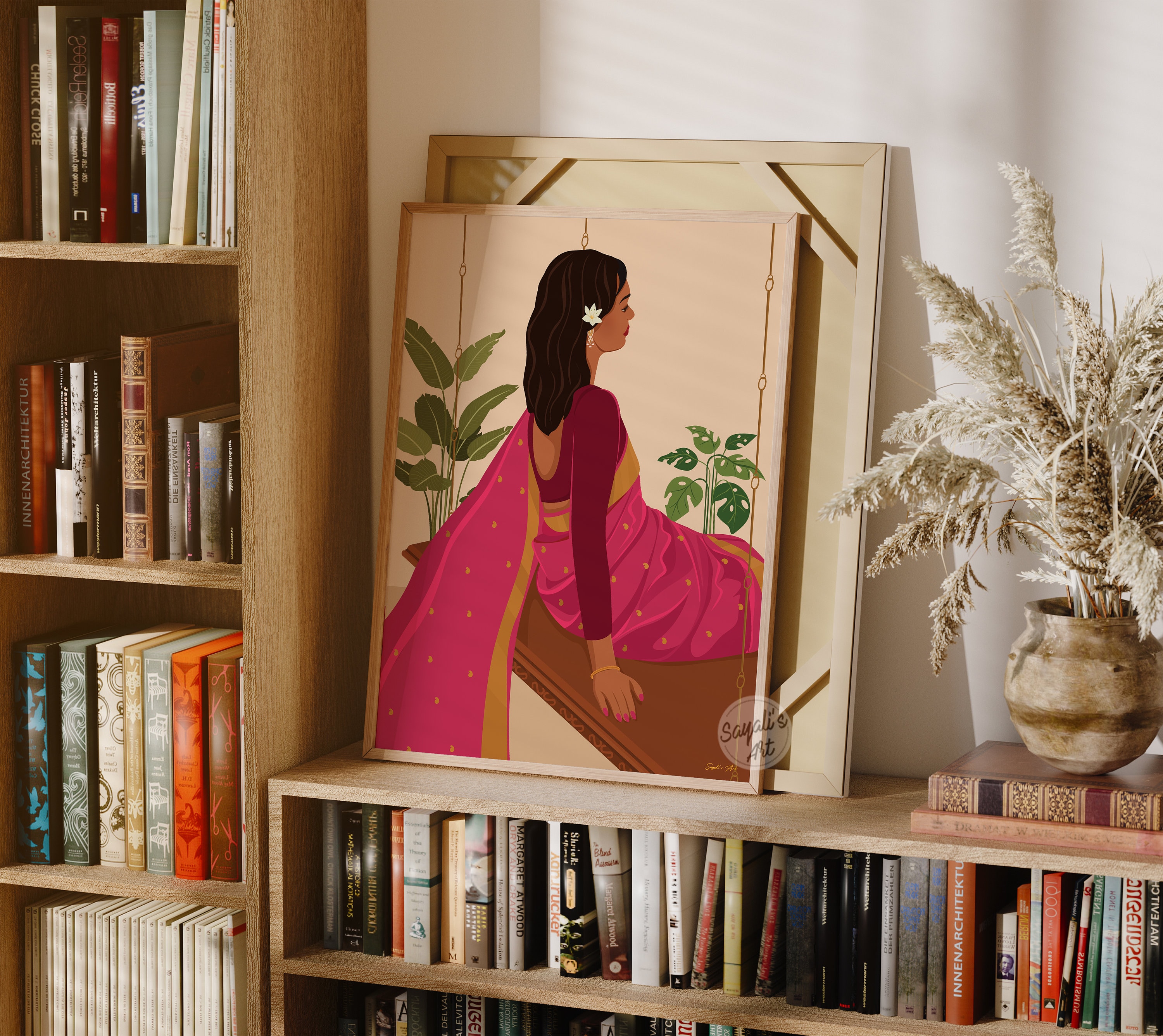 Elegant Desi Wall Art, Indian Woman in Sari Print, Aesthetic Desi ...