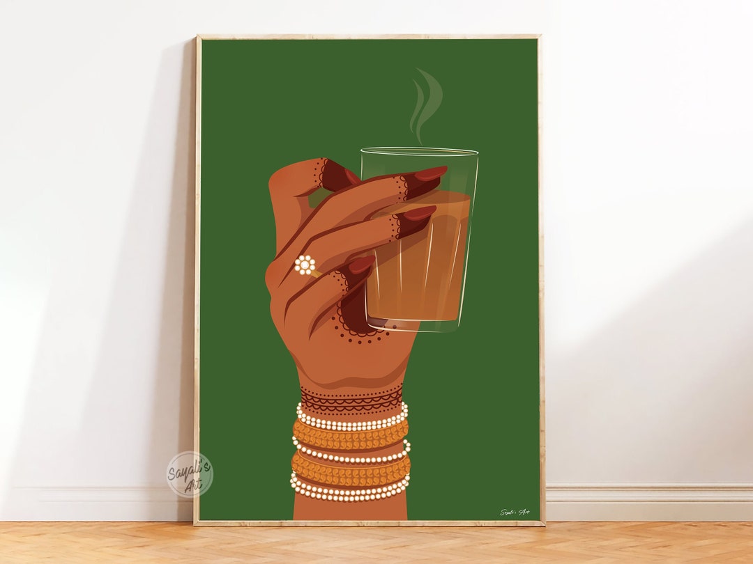 Cutting Chai Tea Art Print, Chai Wall Art, Indian Kitchen Prints, Desi ...