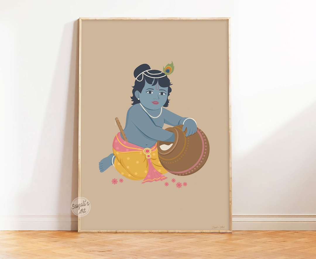 Baby Krishna Art, Krishna Painting, Lord Krishna, Krishna Poster, Bal ...