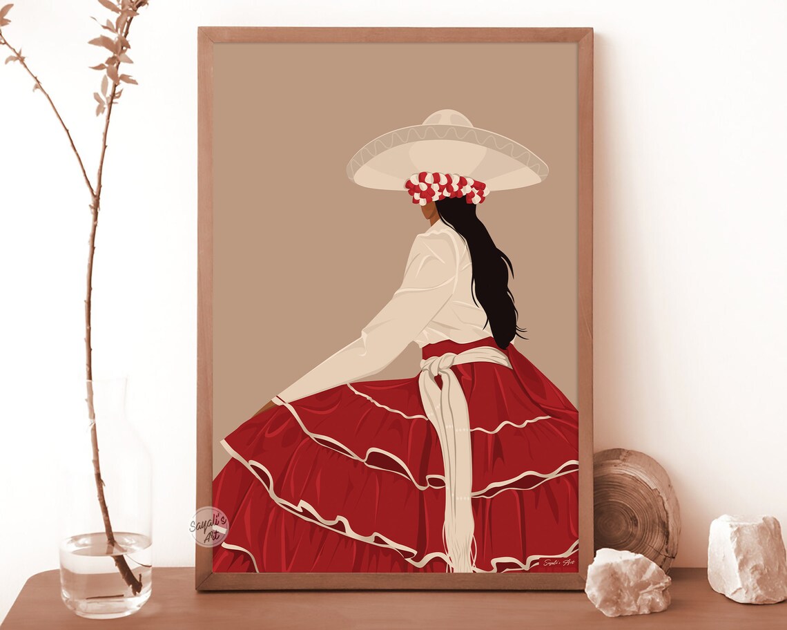 Mexican Woman Art Mexico Wall Art Print Hispanic Art - Etsy