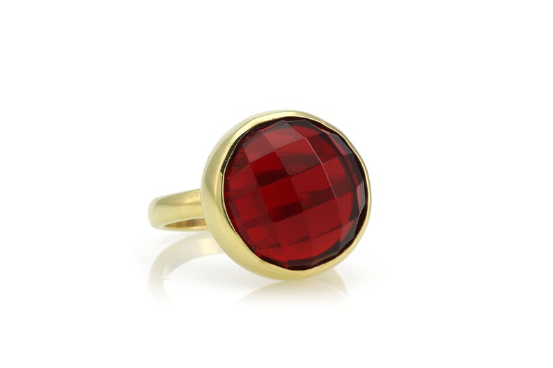 Red Ruby Gold Bezel Ring Ruby Statement Ring Gold Bezel - Etsy