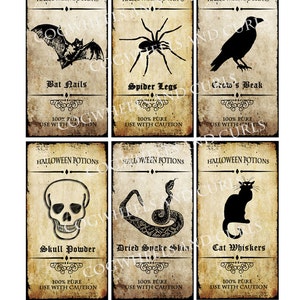 18 Halloween Labels, Vintage Apothecary Labels, Halloween Tags ...