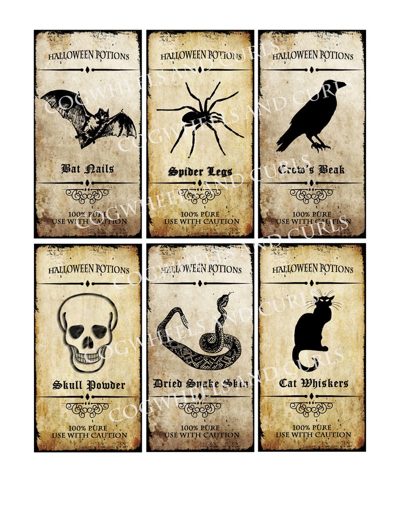 18 Halloween Labels, Vintage Apothecary Labels, Halloween Tags ...