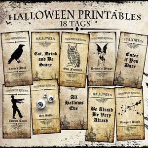 18 Halloween Labels, Vintage Apothecary Labels, Halloween Tags ...