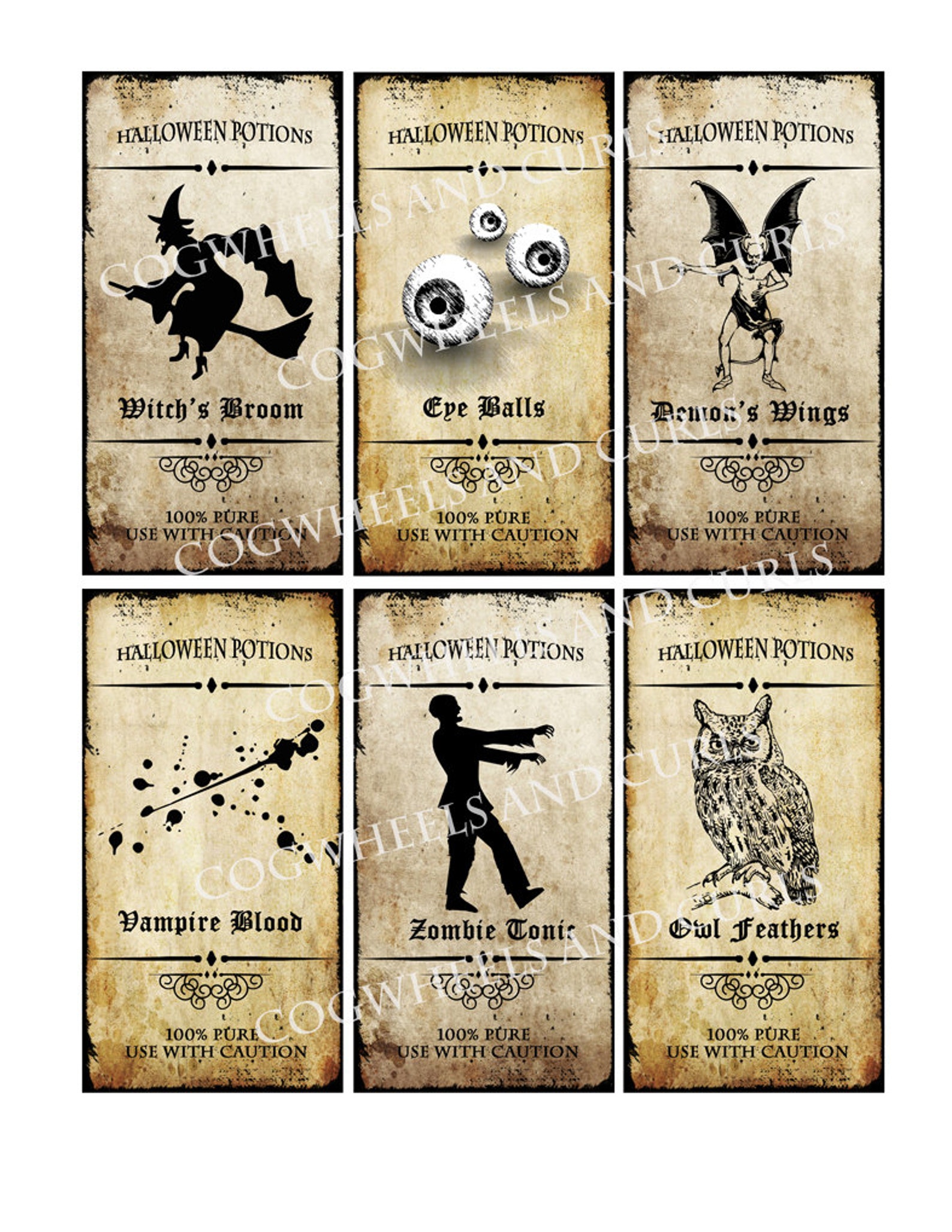 18 Halloween Labels, Vintage Apothecary Labels, Halloween Tags ...