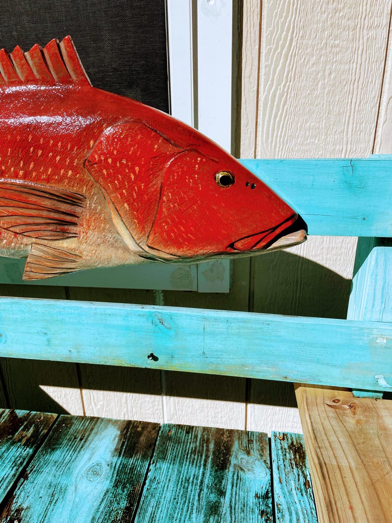Red Snapper 32" Chainsaw Wood Fish Carving Fishing Art READY TO SHIP - Etsy