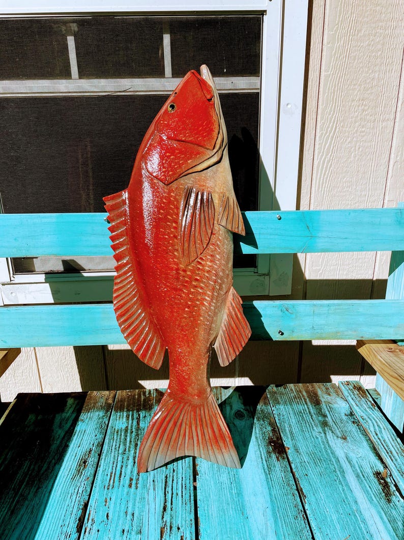 Red Snapper 32" Chainsaw Wood Fish Carving Fishing Art READY TO SHIP - Etsy