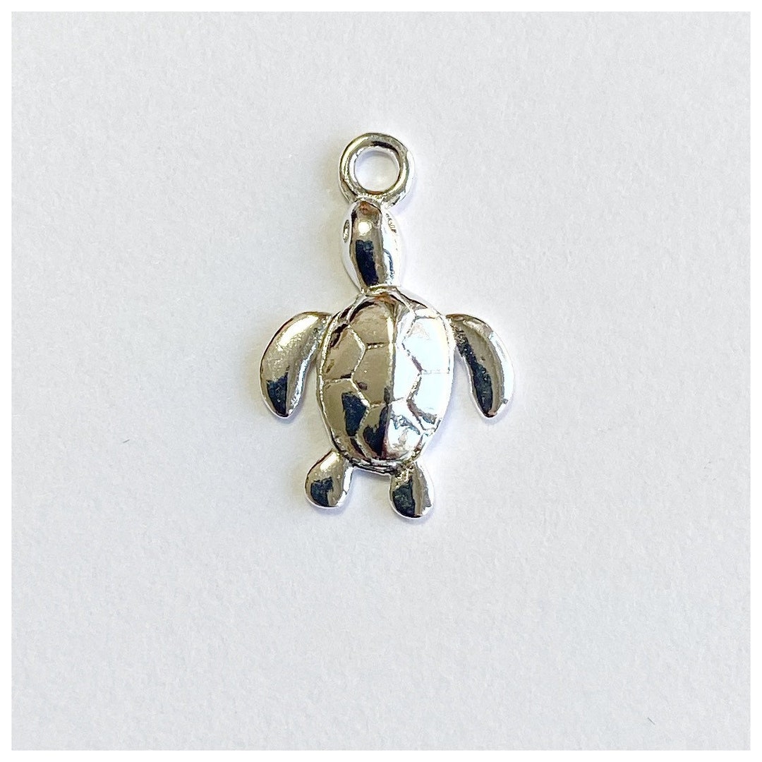 16mm Sterling Silver Turtle Charm Silver Animal Charm Silver Turtle ...