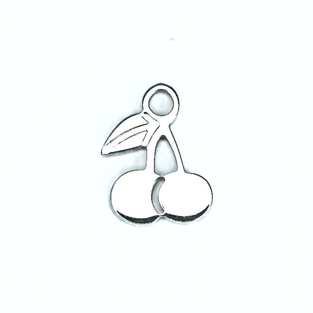 16mm Sterling Silver Cherries Charm - Silver Cherries Charm - Cherries ...