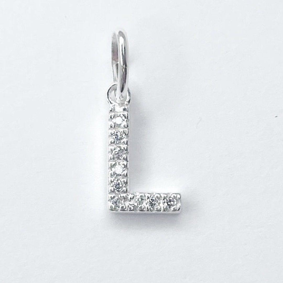 10mm Alphabet Letter L Charm With Cubic Zirconia - Sterling Silver ...