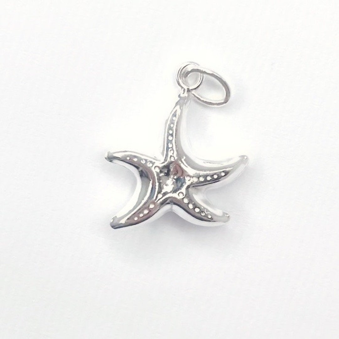 16mm Sterling Silver Starfish Charm Puffed Star Fish Charm - Etsy