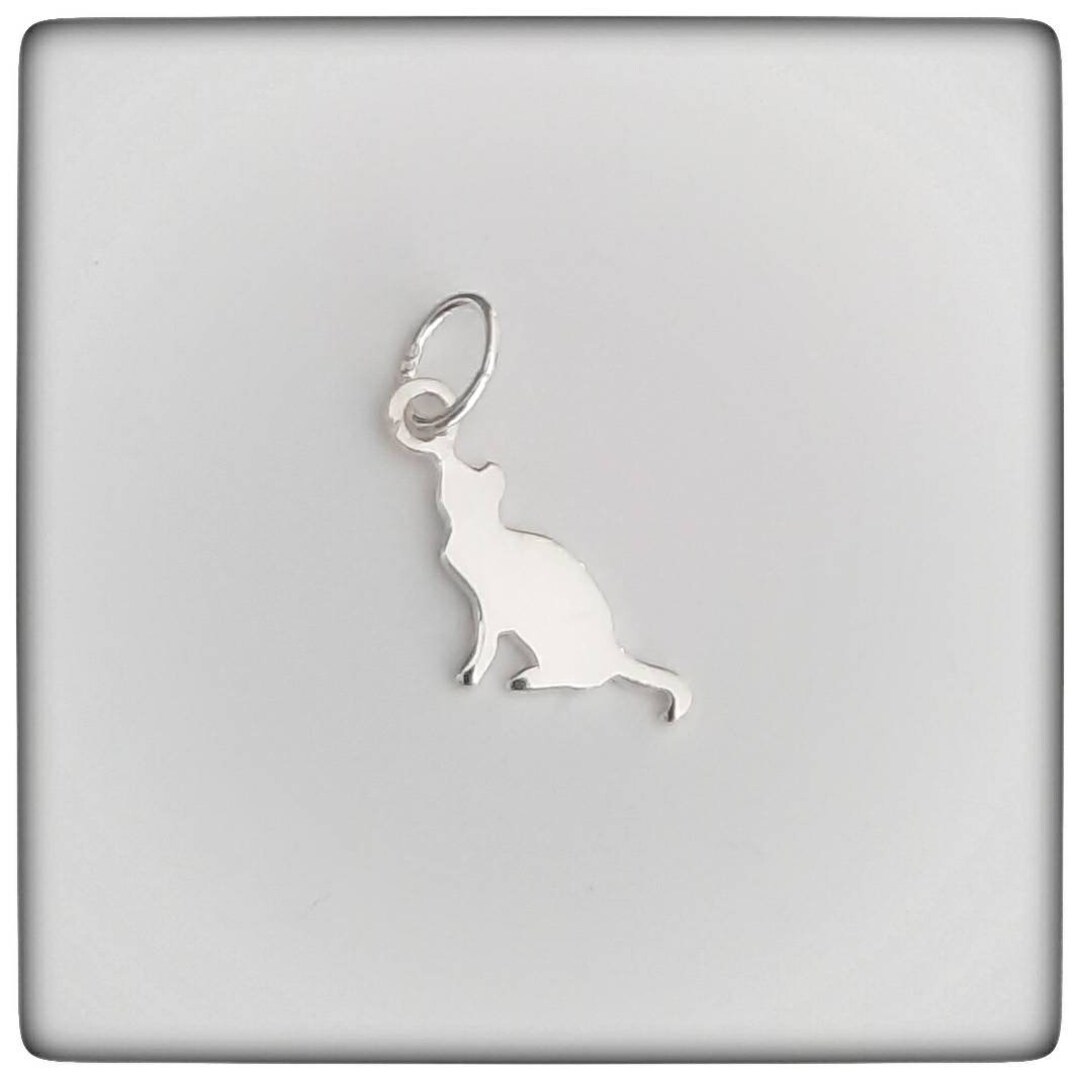 10mm Sterling Silver Cat Charm - Silver Cat Charm - Charm - Sterling ...
