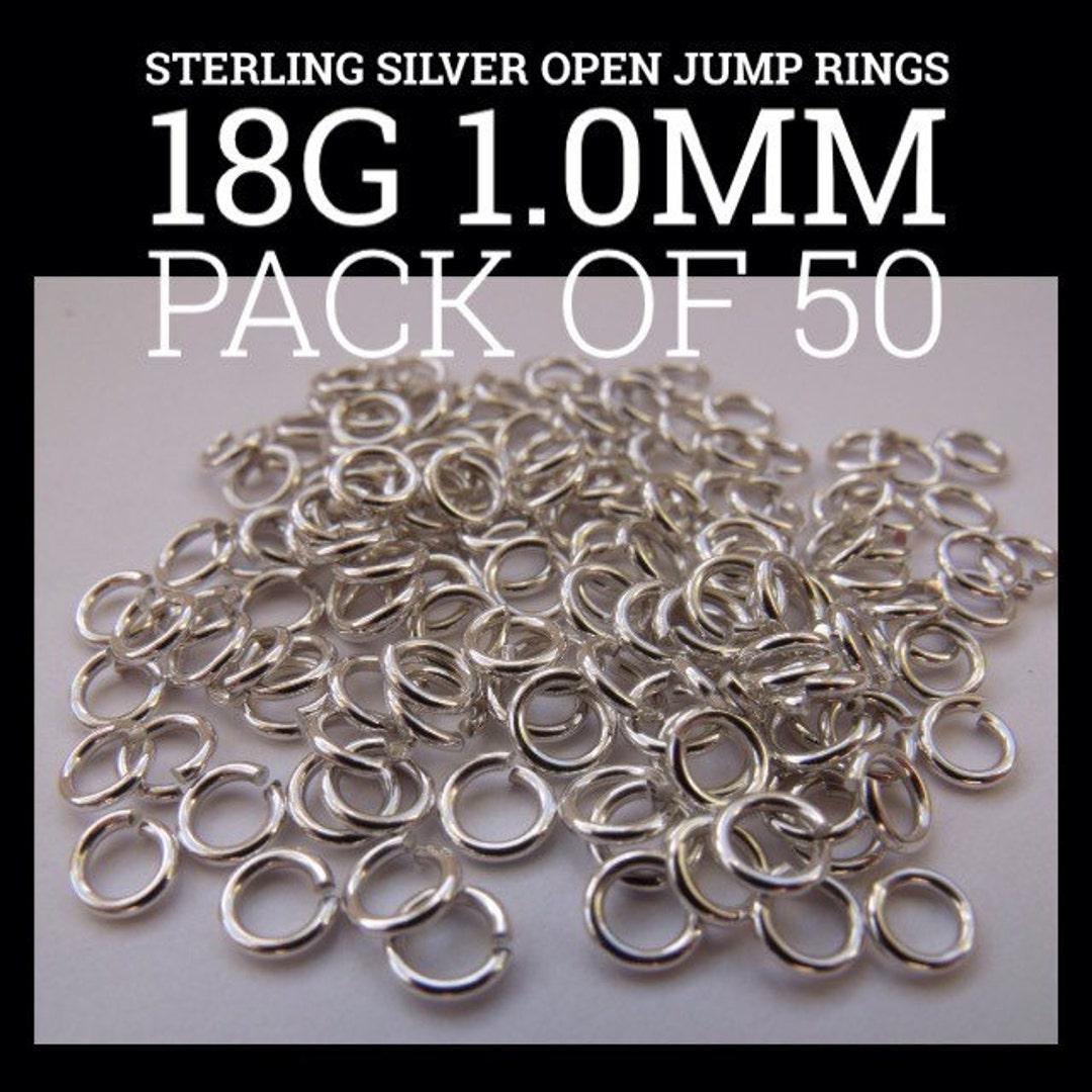 50 X 1.0mm Sterling Silver Jump Rings AWG 18 Saw Cut and Tumbled ...