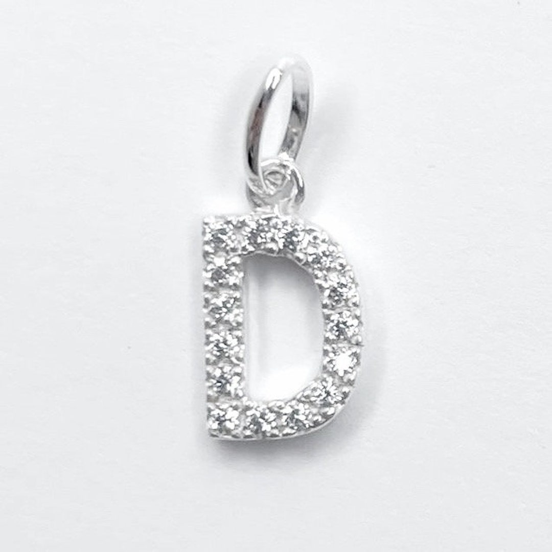 10mm Alphabet Letter D Charm With Cubic Zirconia - Sterling Silver ...