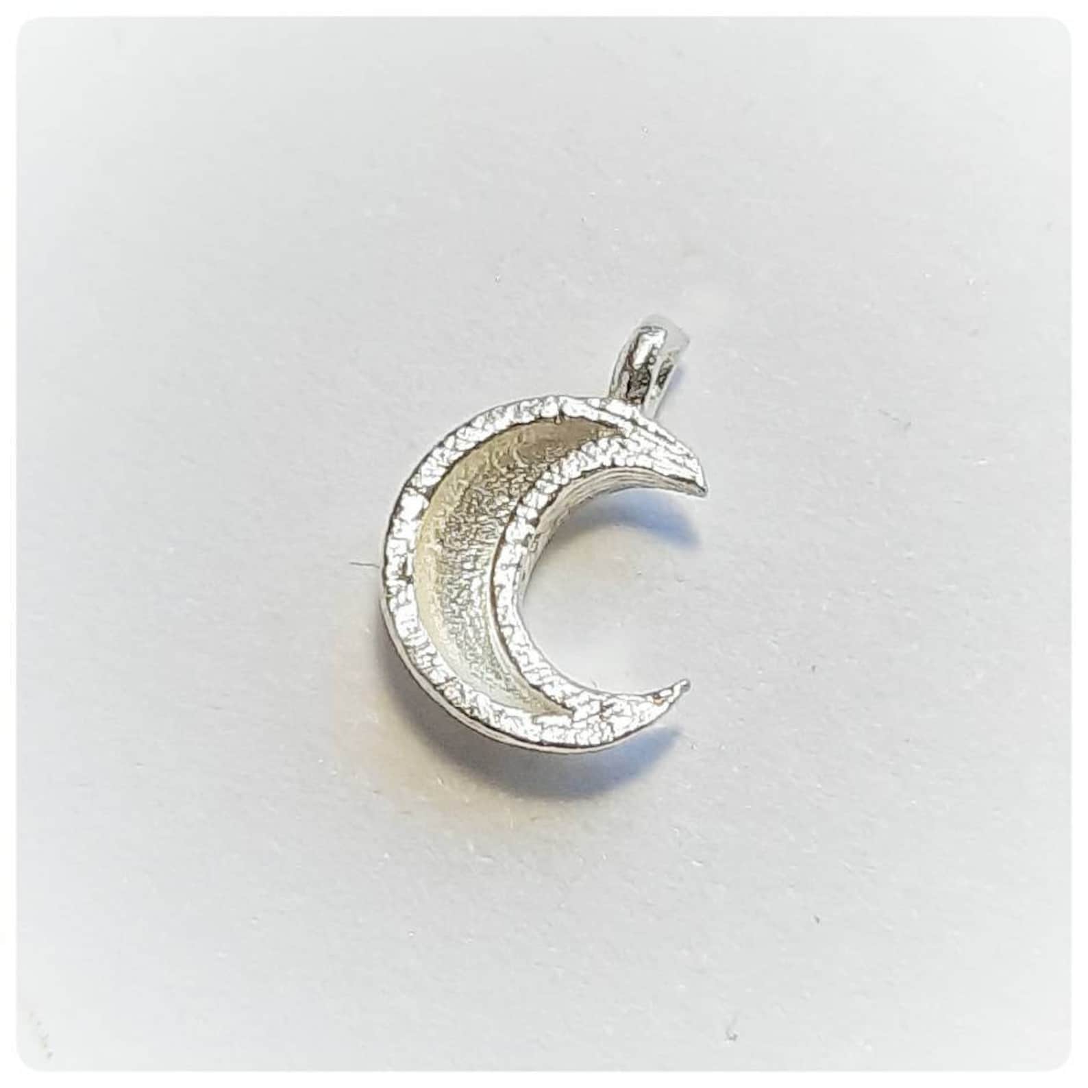 Sterling Silver Crescent Moon Charm 8mm Silver Moon Charm | Etsy