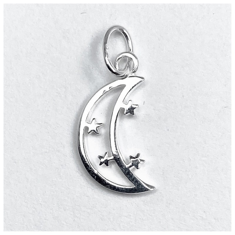 Silver Moon Charm - Etsy