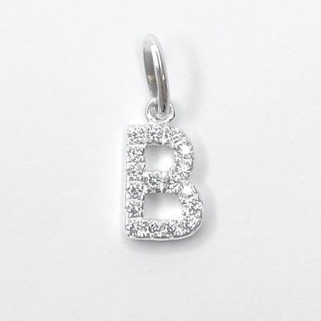 10mm Alphabet Letter B Charm With Cubic Zirconia - Sterling Silver ...