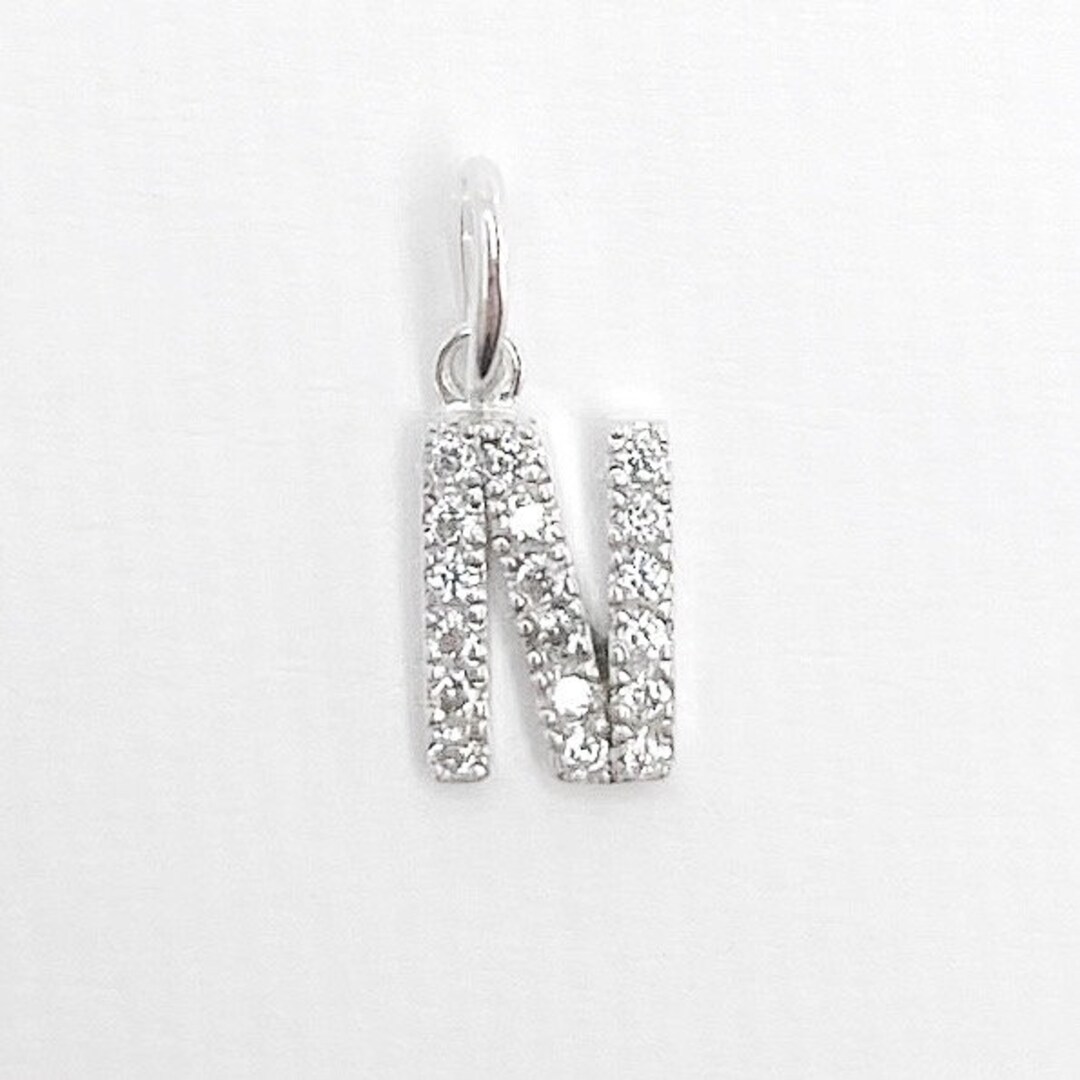 10mm Alphabet Letter N Charm With Cubic Zirconia Sterling Silver Letter ...