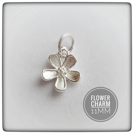 Sterling Silver Flower Charm 10mm Silver Charm Silver | Etsy