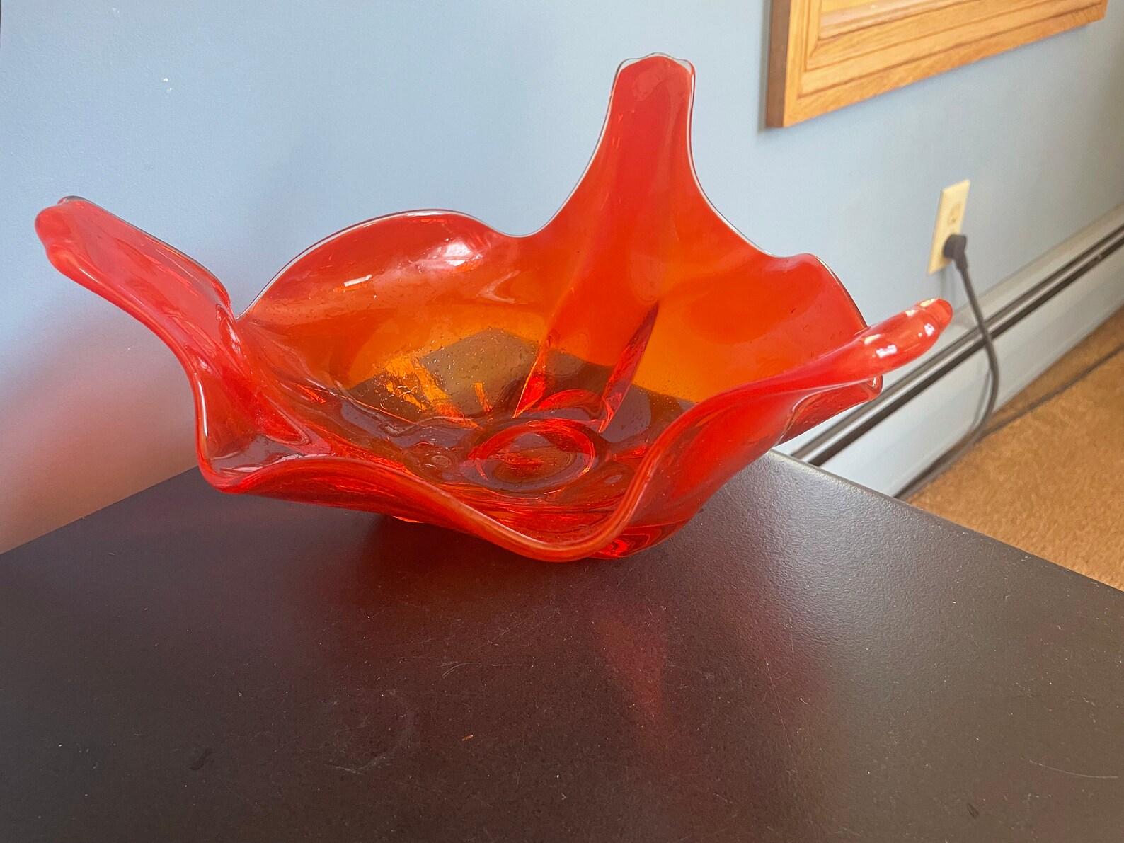 Viking Art Glass Heavy Persimmon 3 Spoke Glass Bowl - Etsy