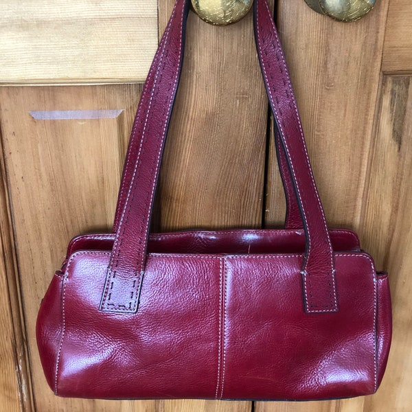 Red Leather Satchel - Etsy