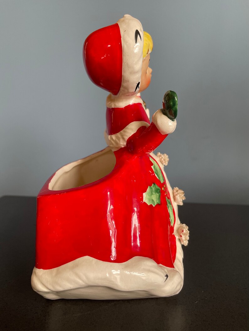 Vintage 1957 Relpo Christmas Shopper Girl Vase - Etsy
