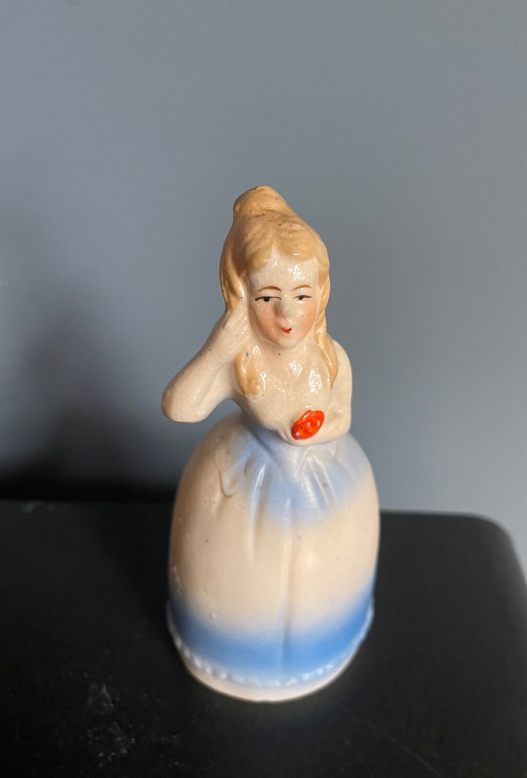 Vintage Southern Belle Blue White Ceramic Bell - Etsy