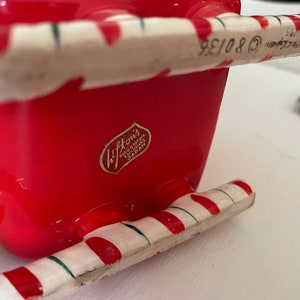 Vintage Lefton Peppermint Shopper Girl in Sleigh and Reindeer - Etsy