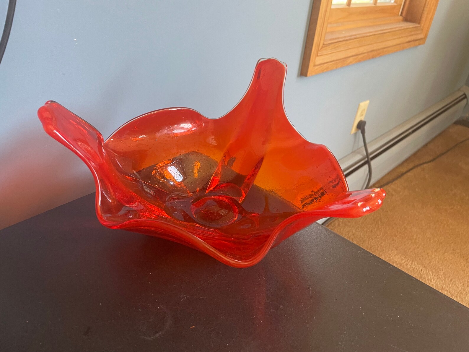 Viking Art Glass Heavy Persimmon 3 Spoke Glass Bowl - Etsy