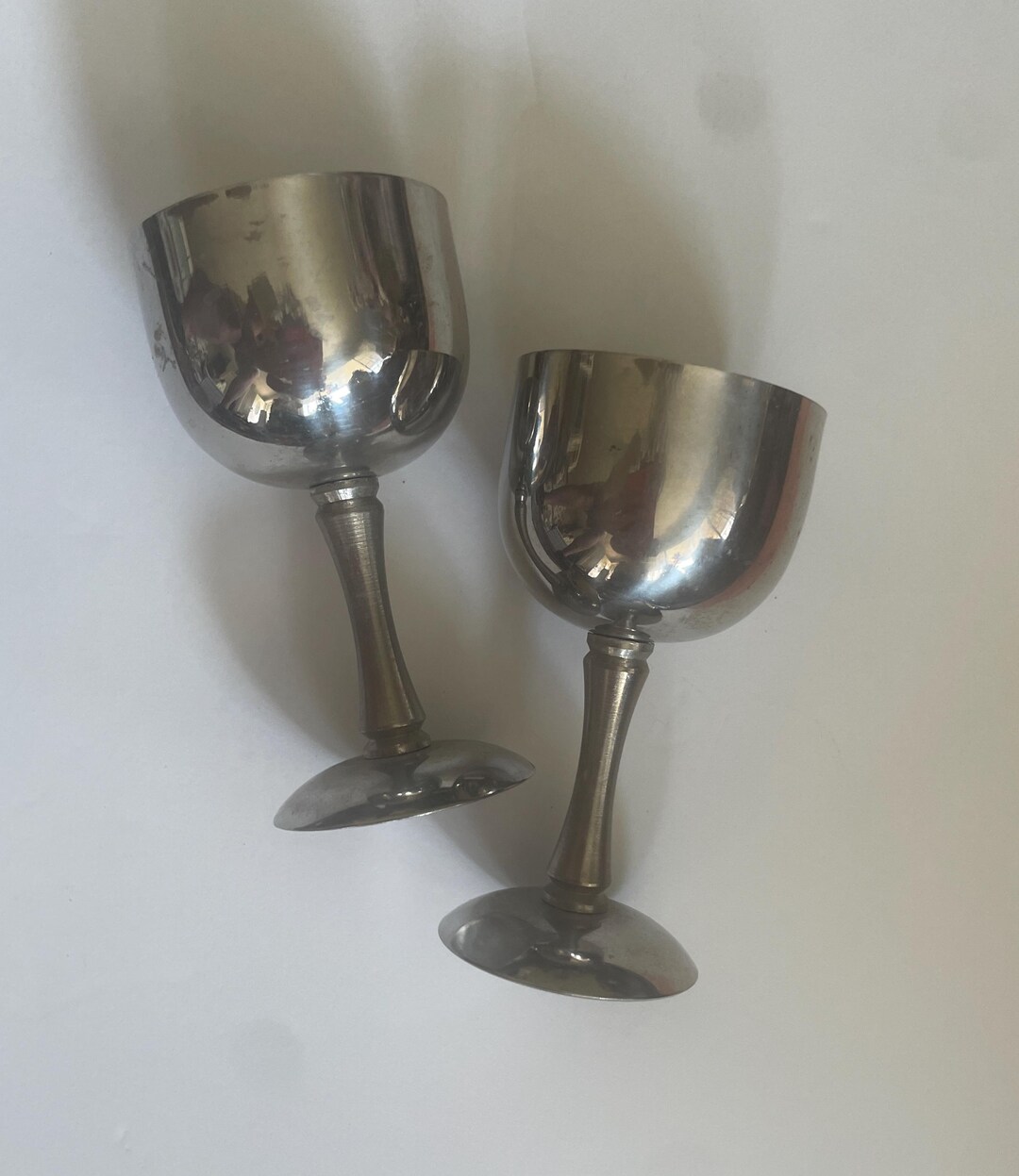 Set of Two Silver Tone Mini Metal Stemmed Chalices - Etsy