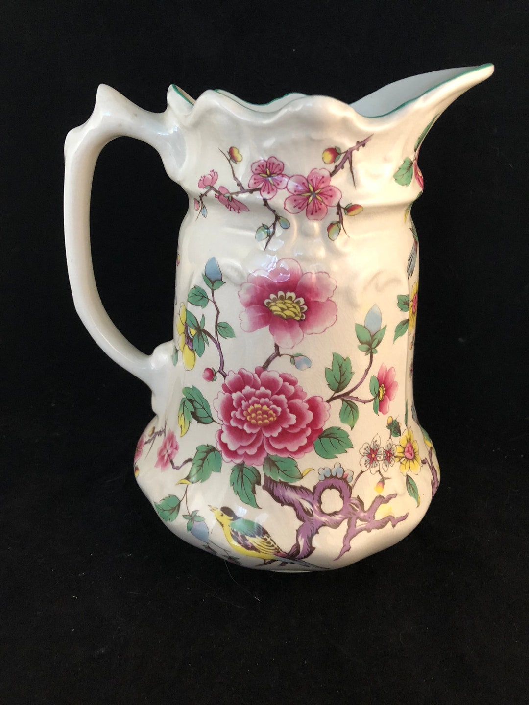 Old Foley James Kent Chinese Rose Floral Pitcher - Etsy