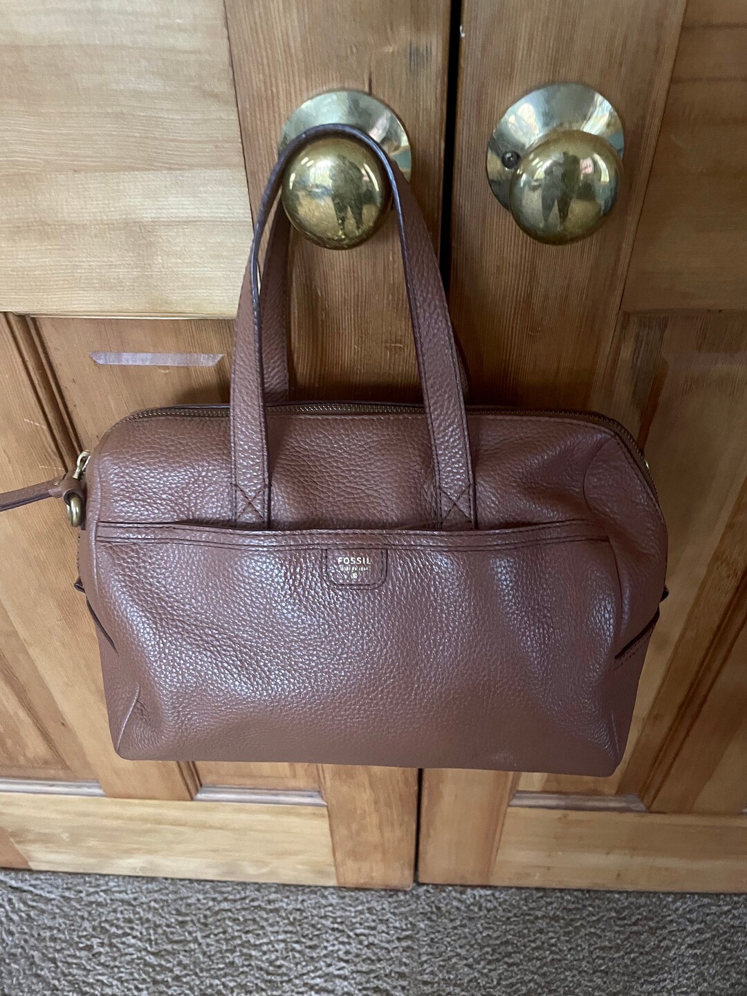 Fossil Brown Pebbled Leather Convertible Satchel Crossbody Bag - Etsy