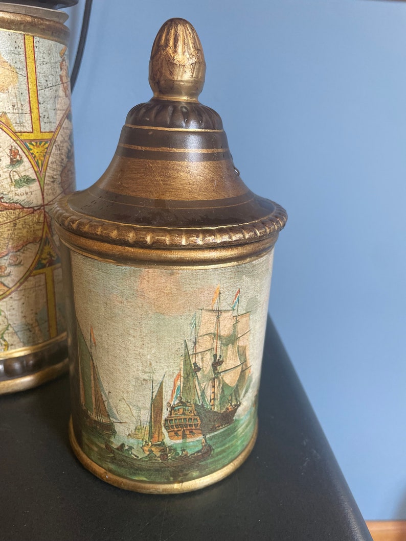 Vintage Old World Map Cartography Tall Ship Canister Set Italy - Etsy