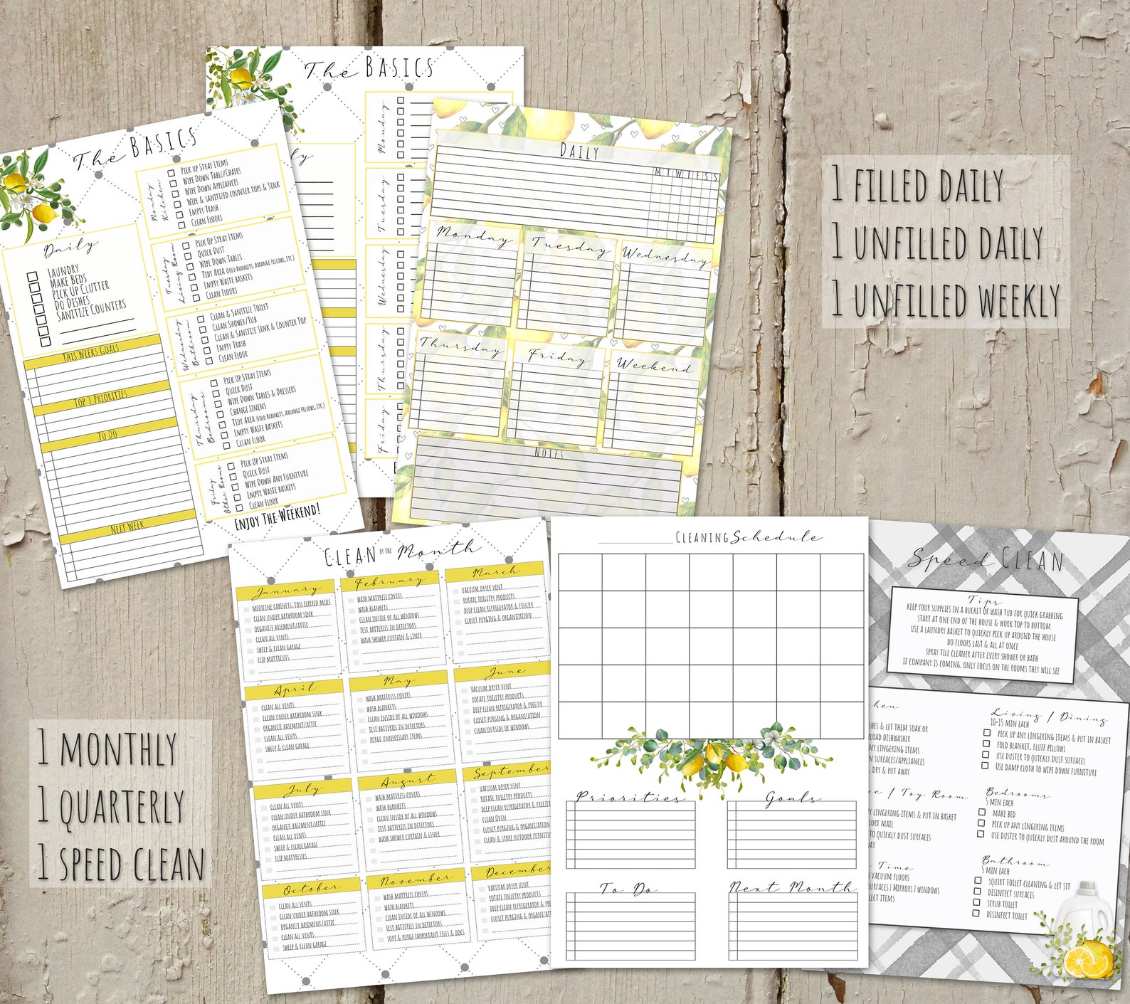 28 Pg Hyperlink Digital Cleaning Planner | Daily Weekly Monthly ...